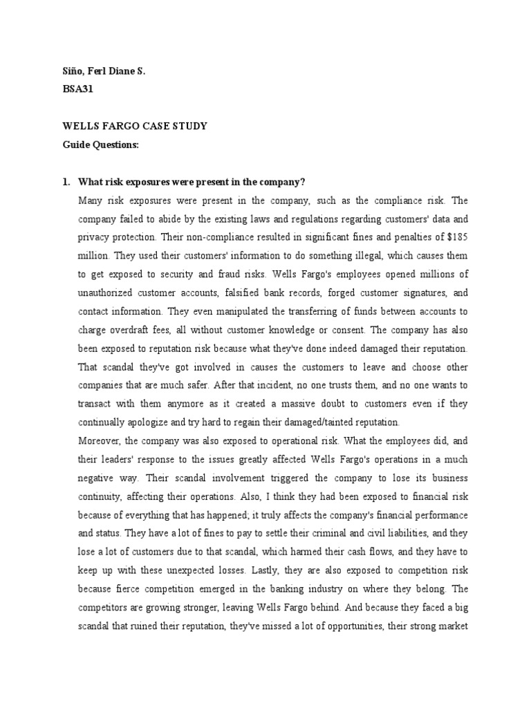 Case Study Risk Management | Download Free PDF | Wells Fargo | Risk