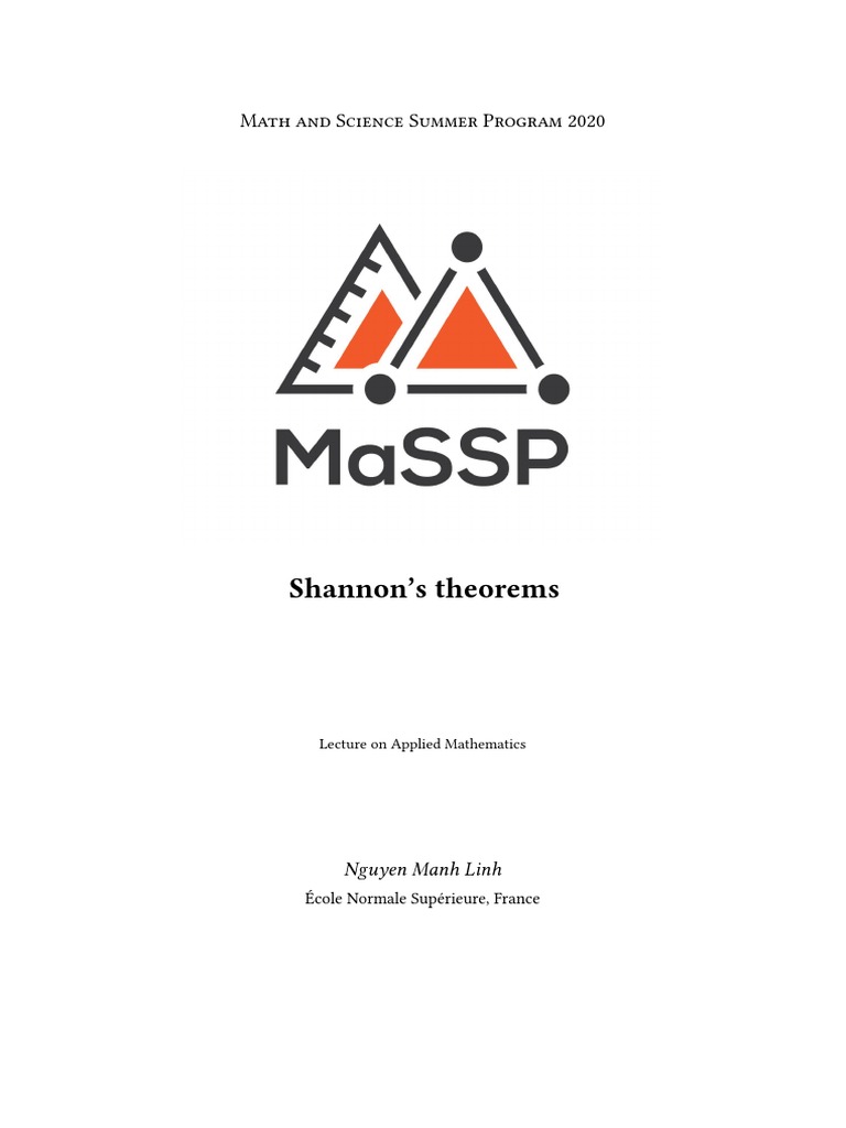 Shannon's Theorems: Math and Science Summer Program 2020 | PDF ...
