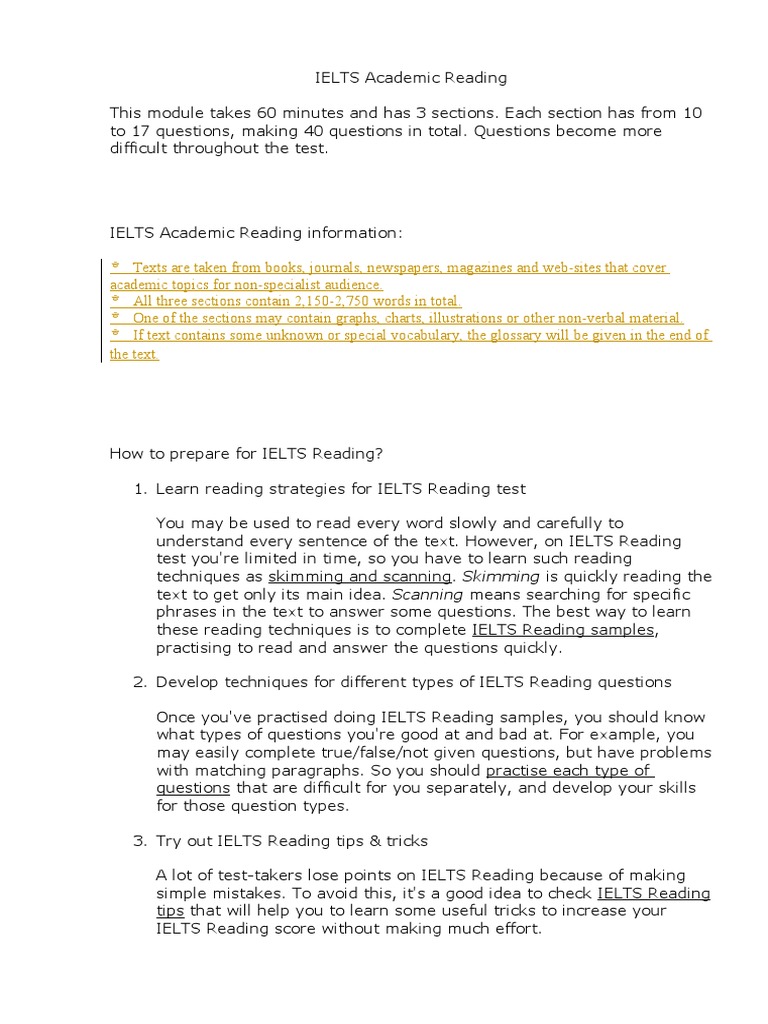 IELTS Academic Reading: Understanding the Test Format and Preparing for ...