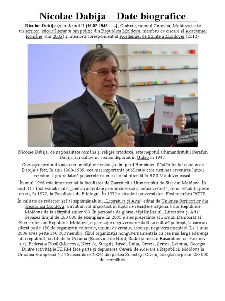 Nicolae Dabija. | PDF