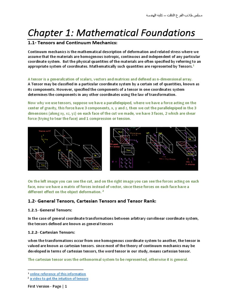 Chapter 1: Mathematical Foundations: 1.1-Tensors and Continuum Mechanics | PDF | Tensor ...