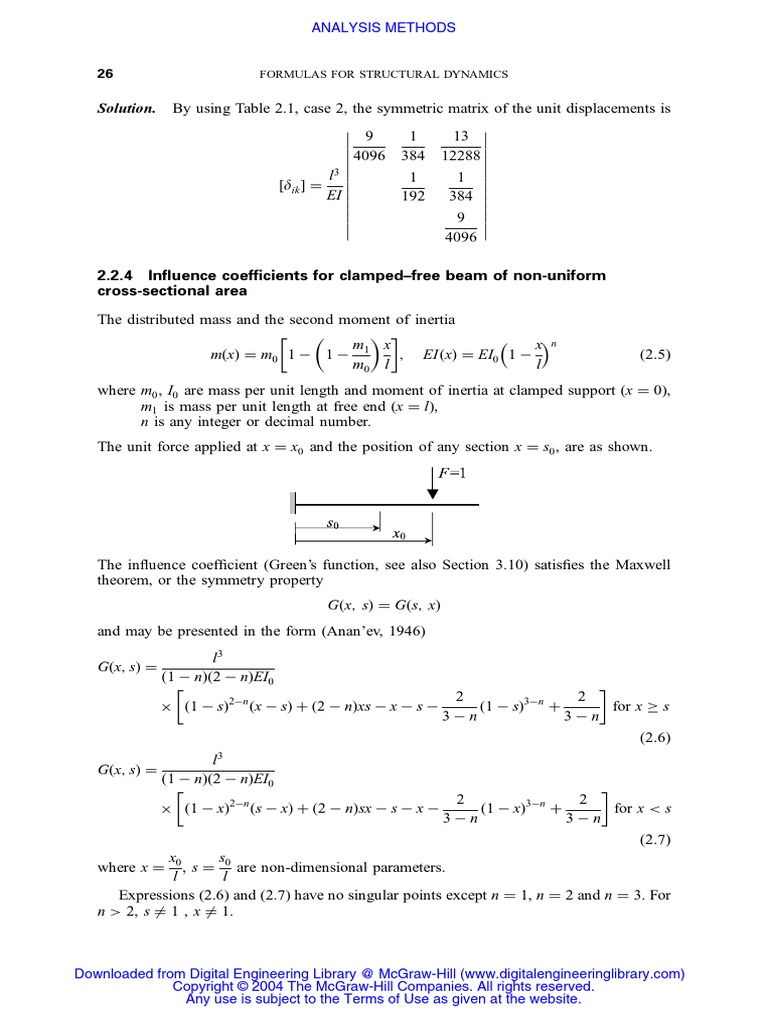Analysis Methods: Formulas For Structural Dynamics | PDF | Teaching ...