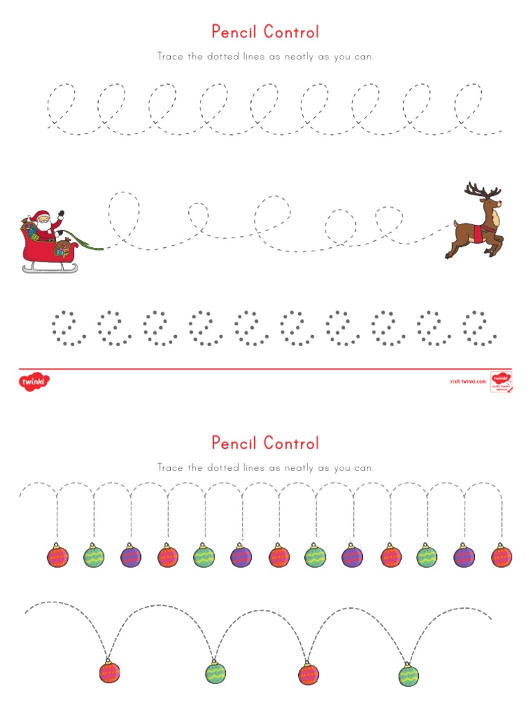 Christmas Pencil Control Activity Sheets | PDF