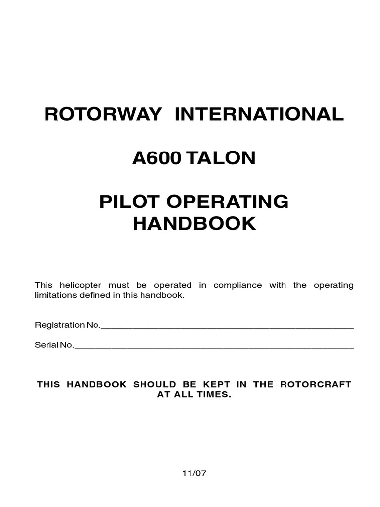 Rotorway A600 POH | PDF | Aircraft | Aviation