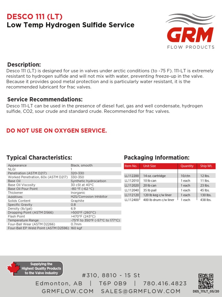 Desco-111-LT-1 GRM Flow Products | PDF | Petroleum | Oil