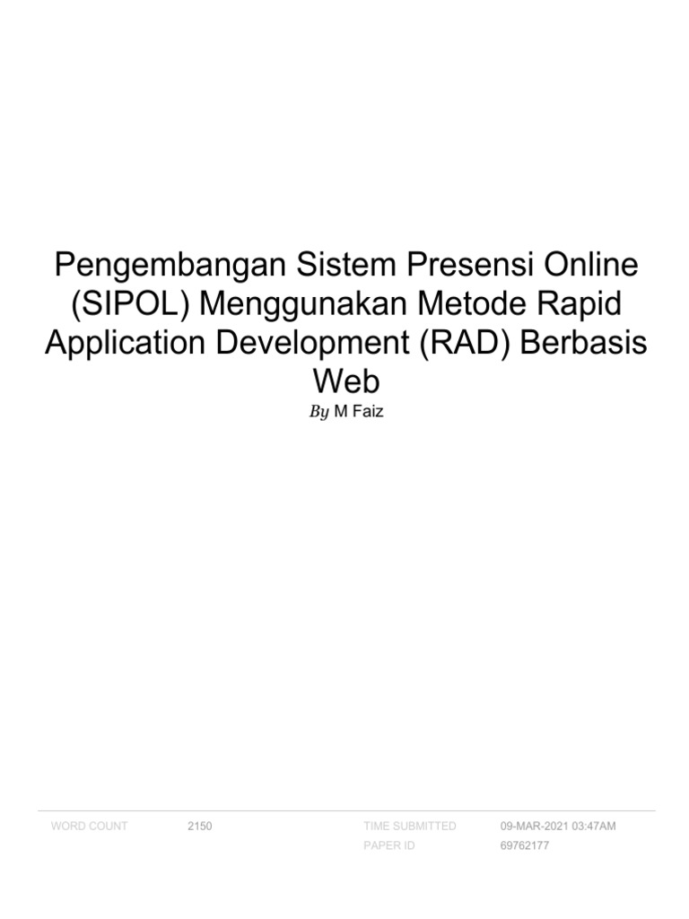 Pengembangan Sistem Presensi Online (SIPOL) Menggunakan Metode Rapid ...