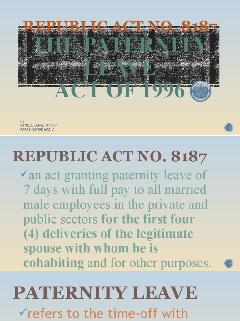 Paternity Leave Act of 1996 | PDF | Parental Leave | Childbirth