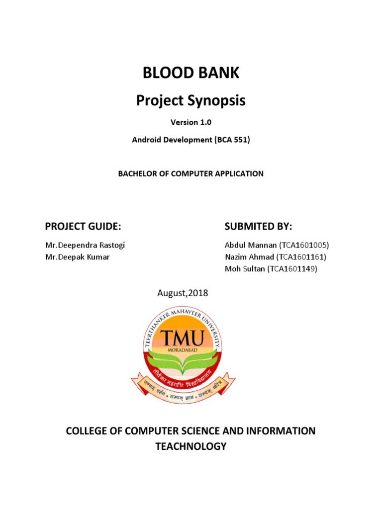 Blood Bank Synopsis | PDF | Blood Donation | Password