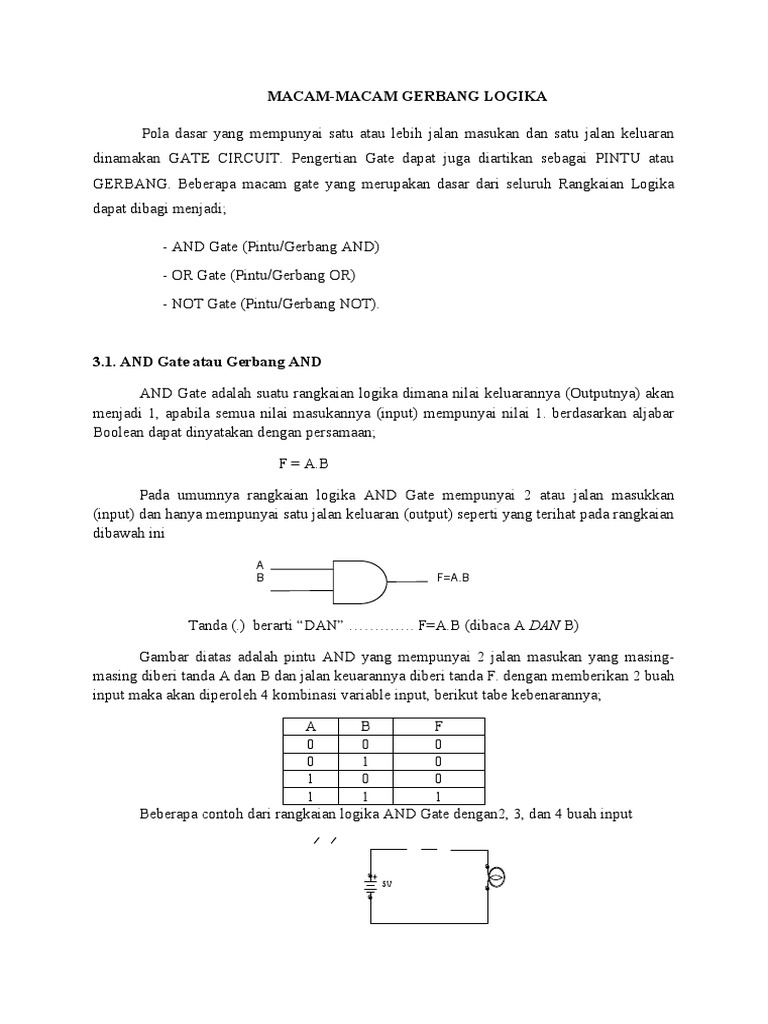 Jenis-Jenis Gerbang Logika Dasar | PDF