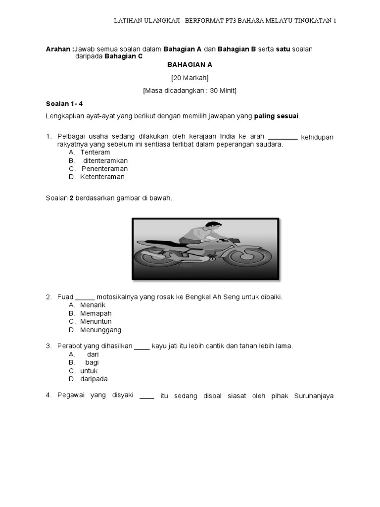 Latihan Ulang Kaji Berformat Pt3 Kertas 1 | PDF