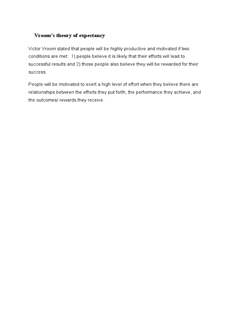 Vroom's Expectancy Theory Explained | PDF