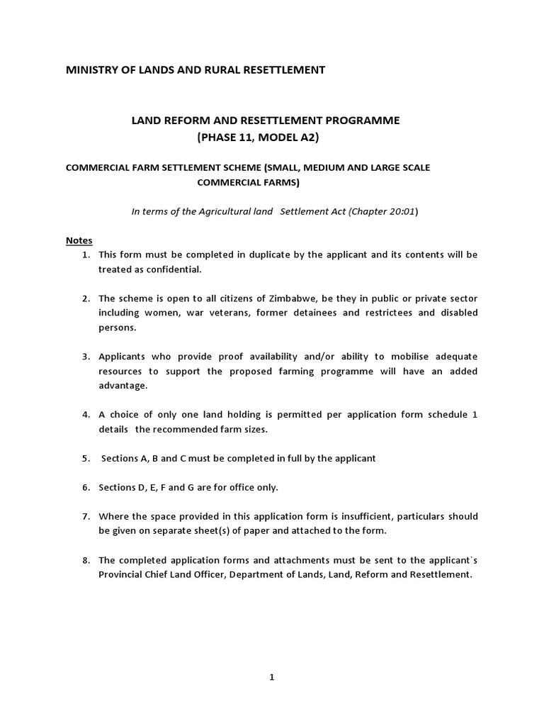 Land Application Form for Zimbabwe | PDF | Justice | Crime & Violence