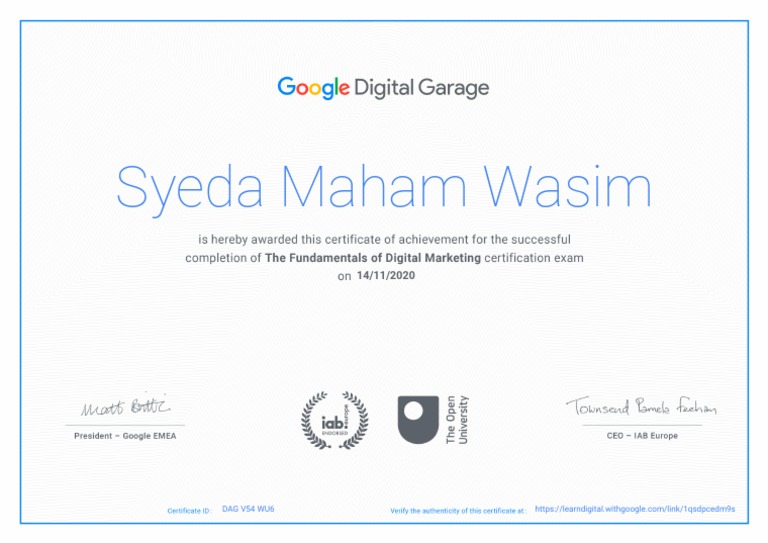 Syeda Maham Wasim Profile Overview | PDF