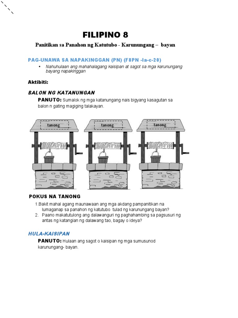 Filipino Worksheet | PDF