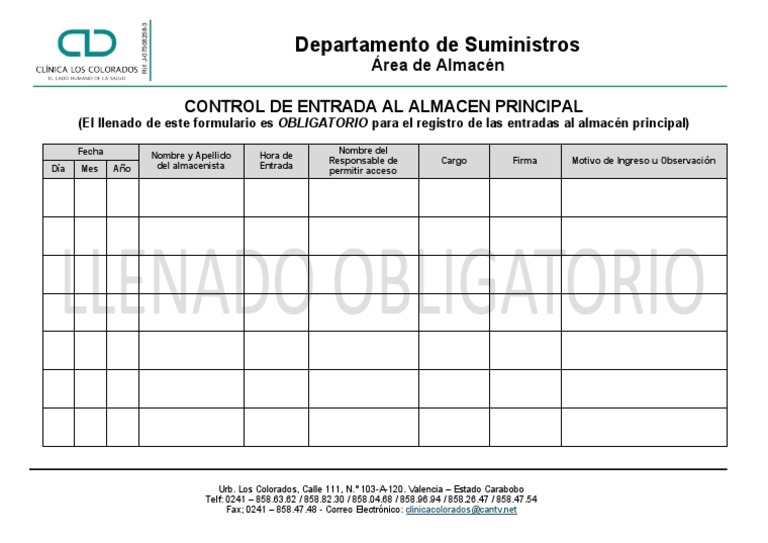 Control de Entrada al Almacén Principal | PDF