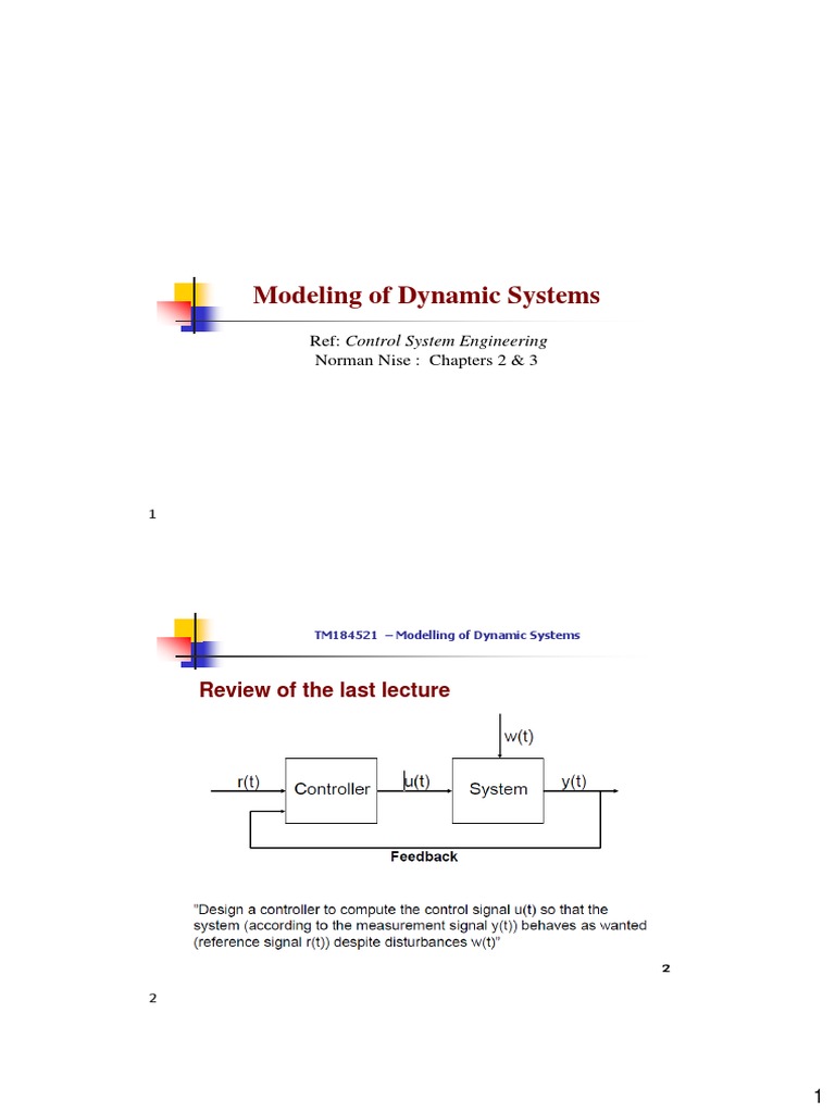 Lect 2 - Modeling of Dynamic Systems | PDF | Control Theory | Rotation ...