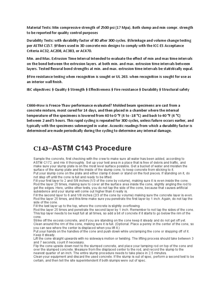 ASTM C143 Procedure | PDF | Concrete | Materials
