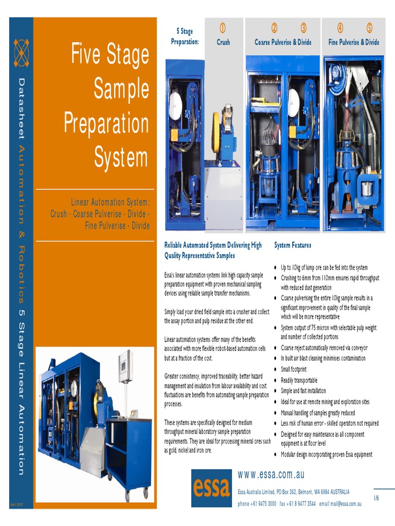 Essa 5-Stage Sample Prep Automation | PDF | Mill (Grinding) | Automation