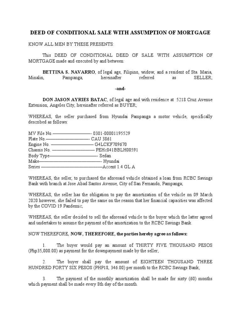Deed of Conditional Sale | PDF | Mortgage Loan | Common Law
