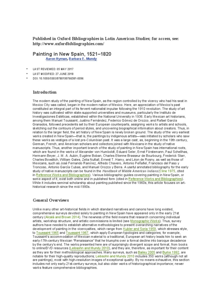 Painting in New Spain 1521 1810 (Analisis Bibliografico Completo ...