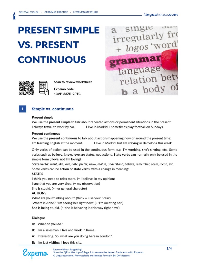 Present Simple Vs Present Continuous British English Teacher Ver2 | PDF