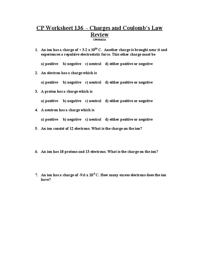 Physics Charge and Force Quiz | PDF