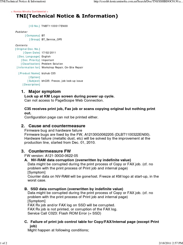 Technical Notice on Firmware Bug and Hardware Failure Issues Causing ...