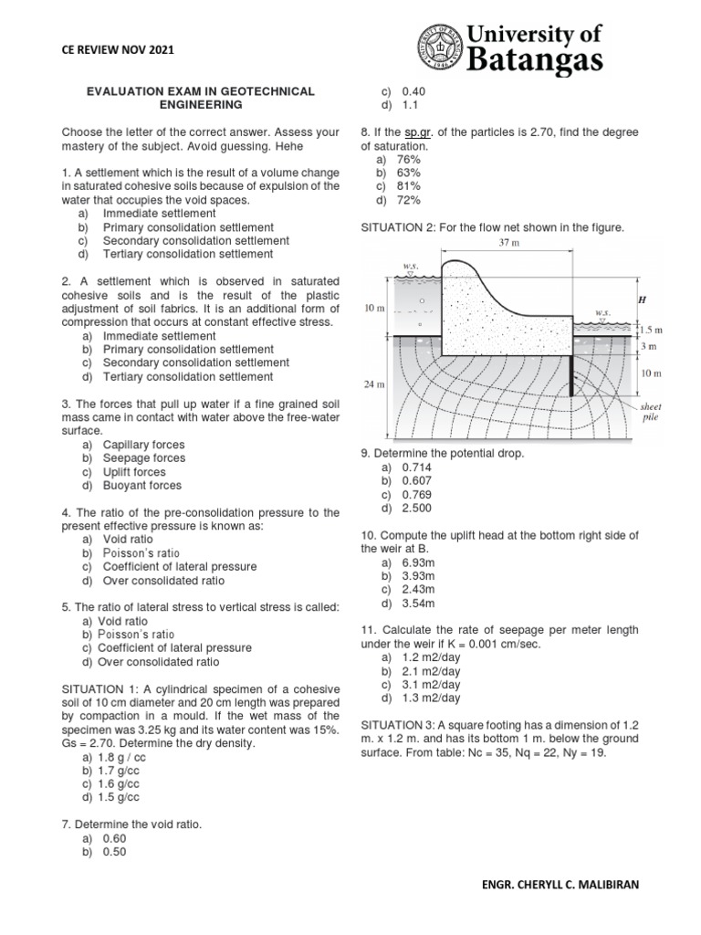 Evaluation Exam Geo Nov 2021 | PDF | Soil Mechanics | Soil