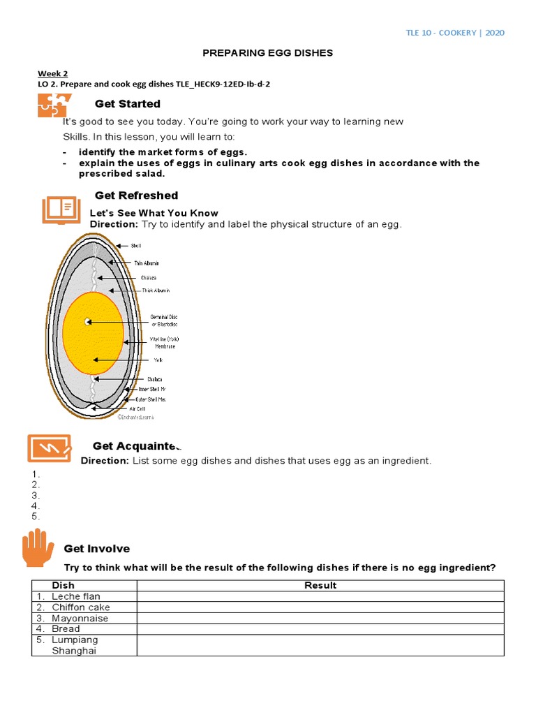 Tle Cookery q1 Week2 | PDF | Egg As Food | Baking