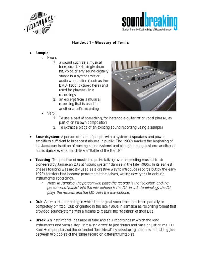 Glossary of DJ and Toasting Terms | PDF