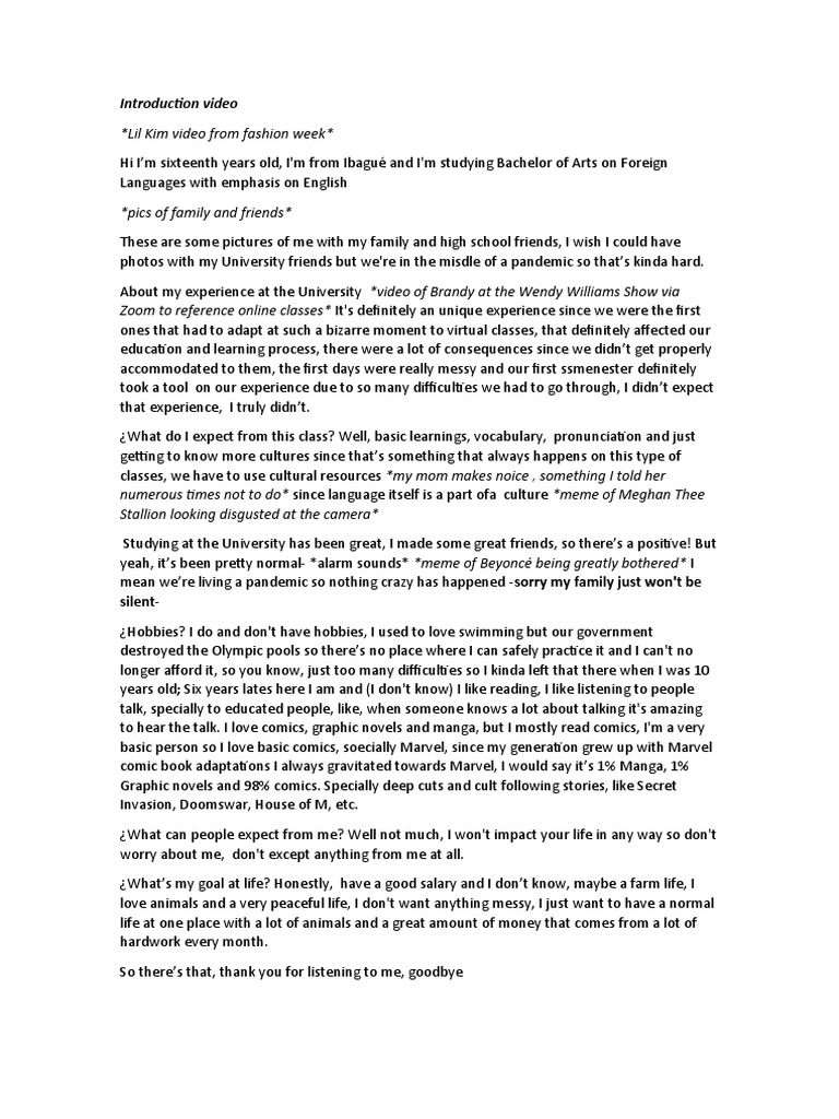 Introduction Script | PDF