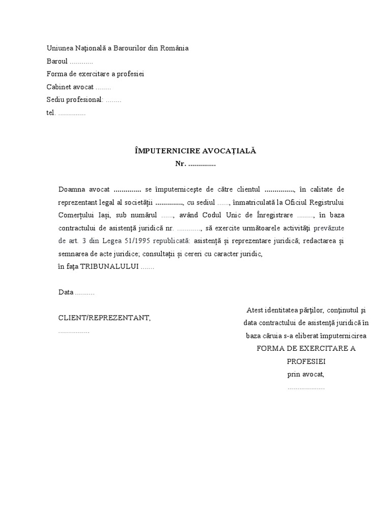 Imputernicire Avocatiala | PDF