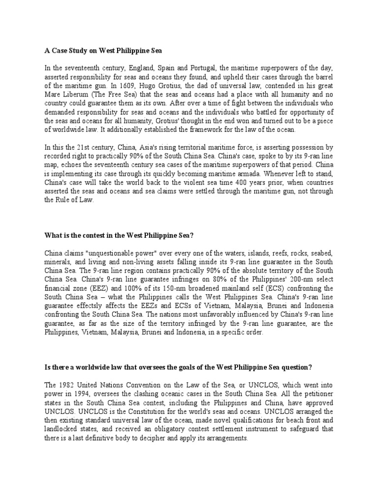 A Case Study On West Philippine Sea | PDF | Exclusive Economic Zone ...