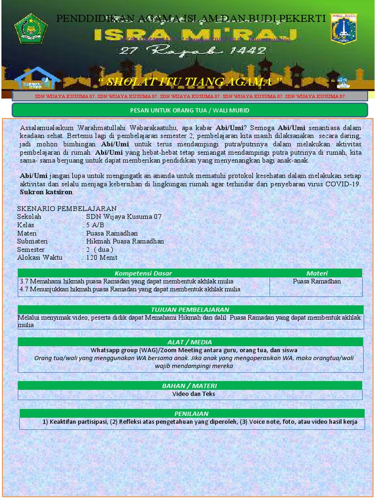 RPP PAI KELAS 5, 8 Maret 2021 | PDF