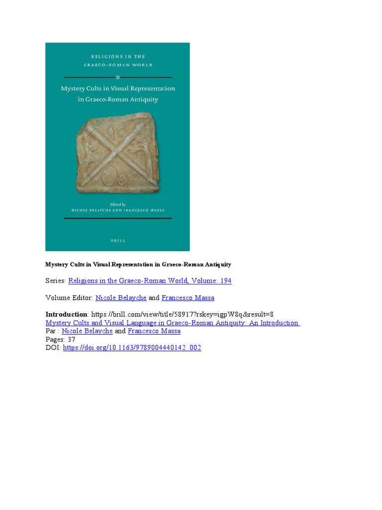 Mystery Cults in Visual Representation I | PDF | Social Science ...