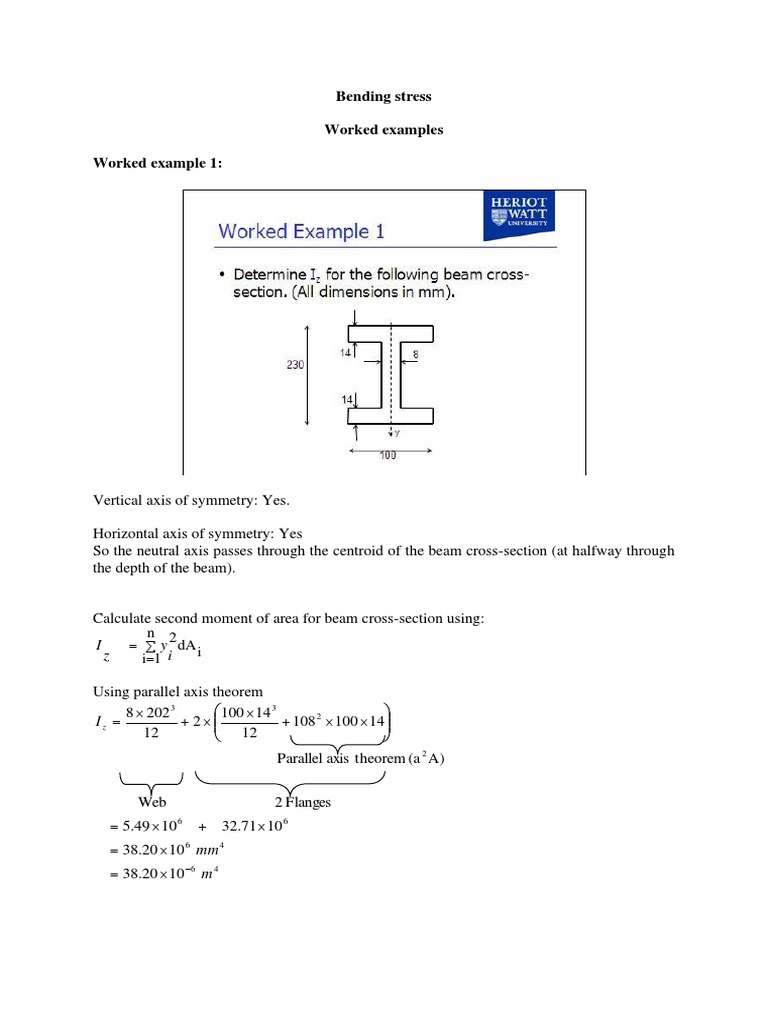 Bending Stress Worked Examples Worked Example 1:: N 1 I I Da 2 | PDF ...
