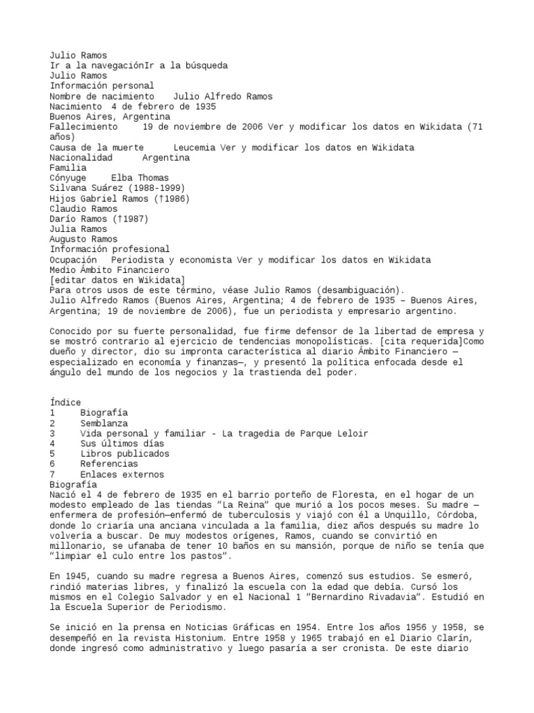 Julio Ramos | PDF | Argentina | Periódico Y Revista