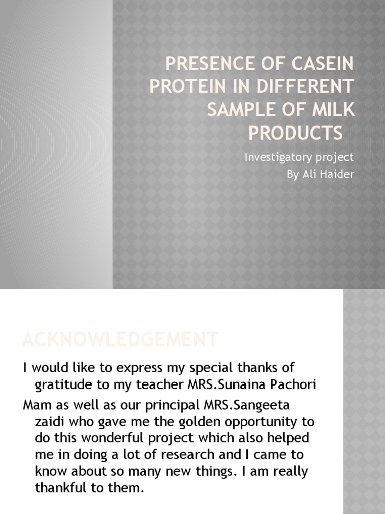 Presentation of Casein Protein in Different Sample of Milk Products ...