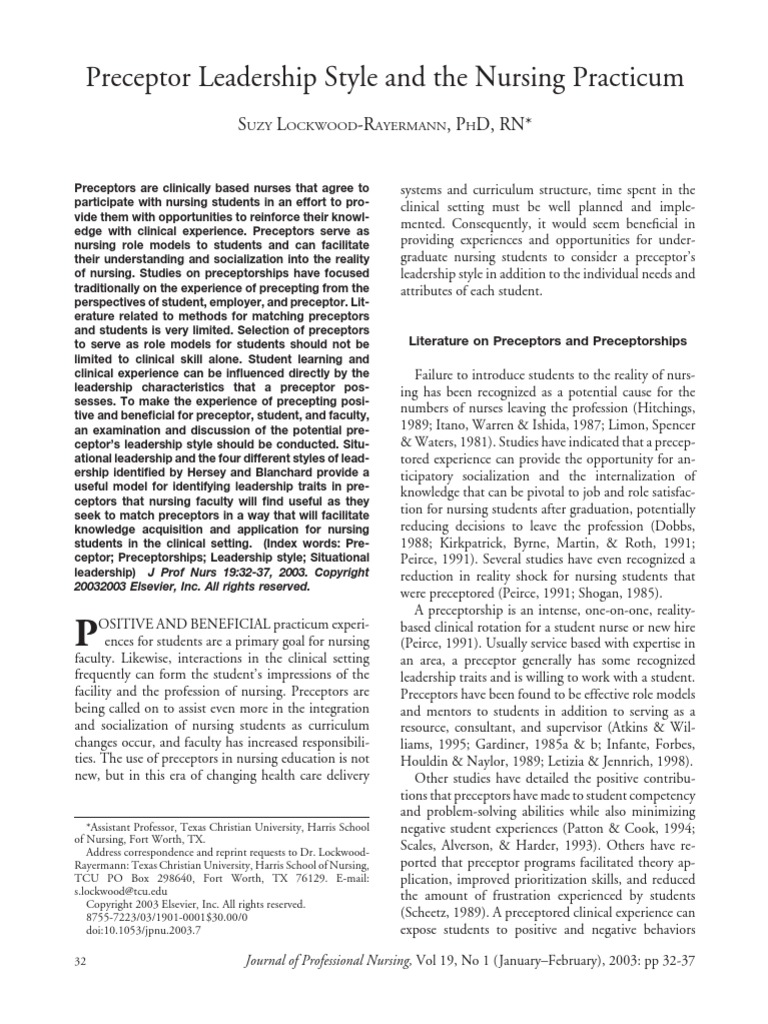 Preceptor Leadership Style and The Nursing Practicum | PDF ...