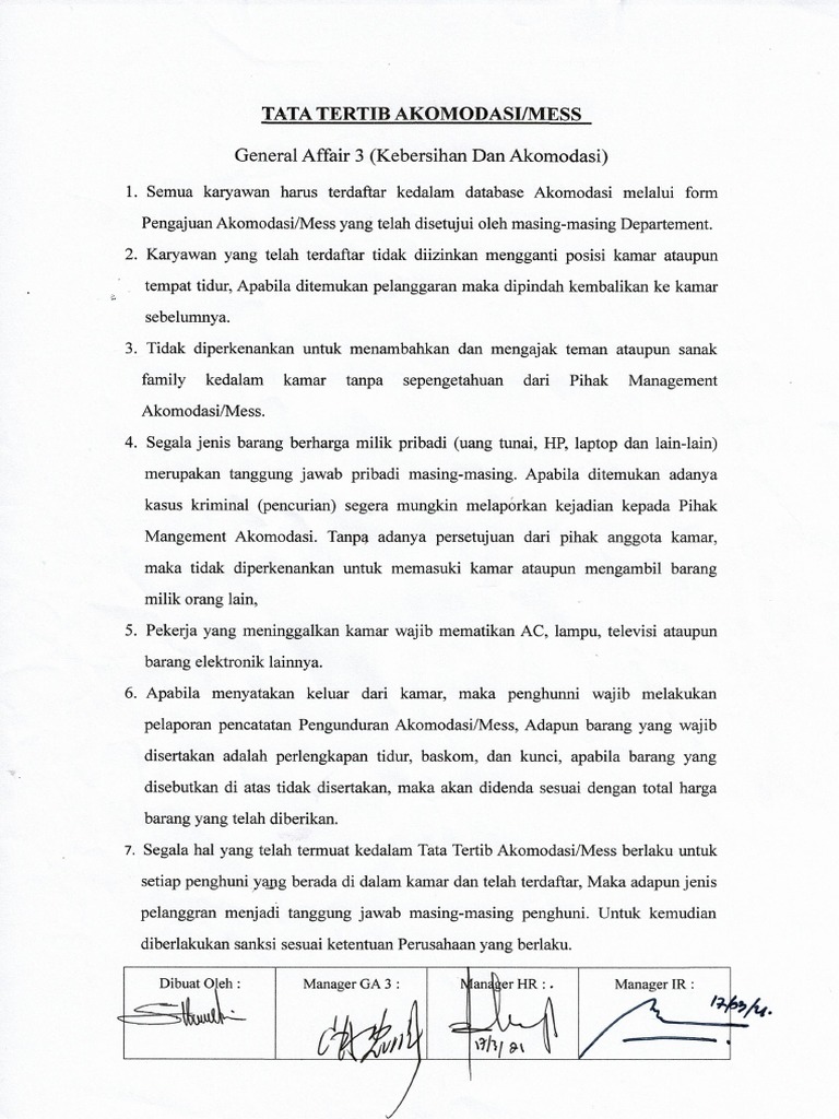 Tata Tertib Mess | PDF