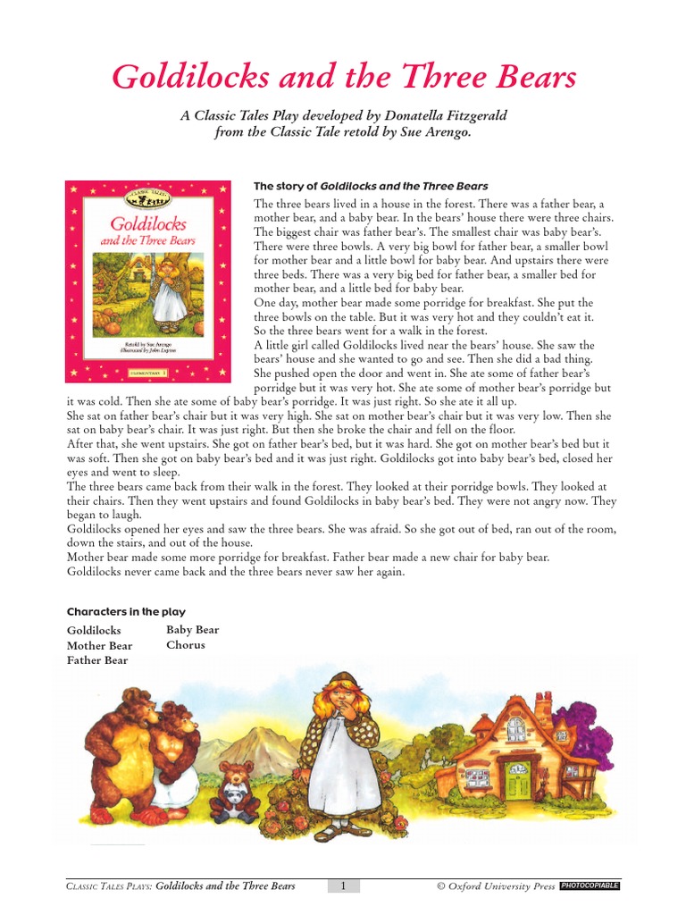 Goldilocks and The Three Bears | PDF | Goldilocks And The Three Bears ...