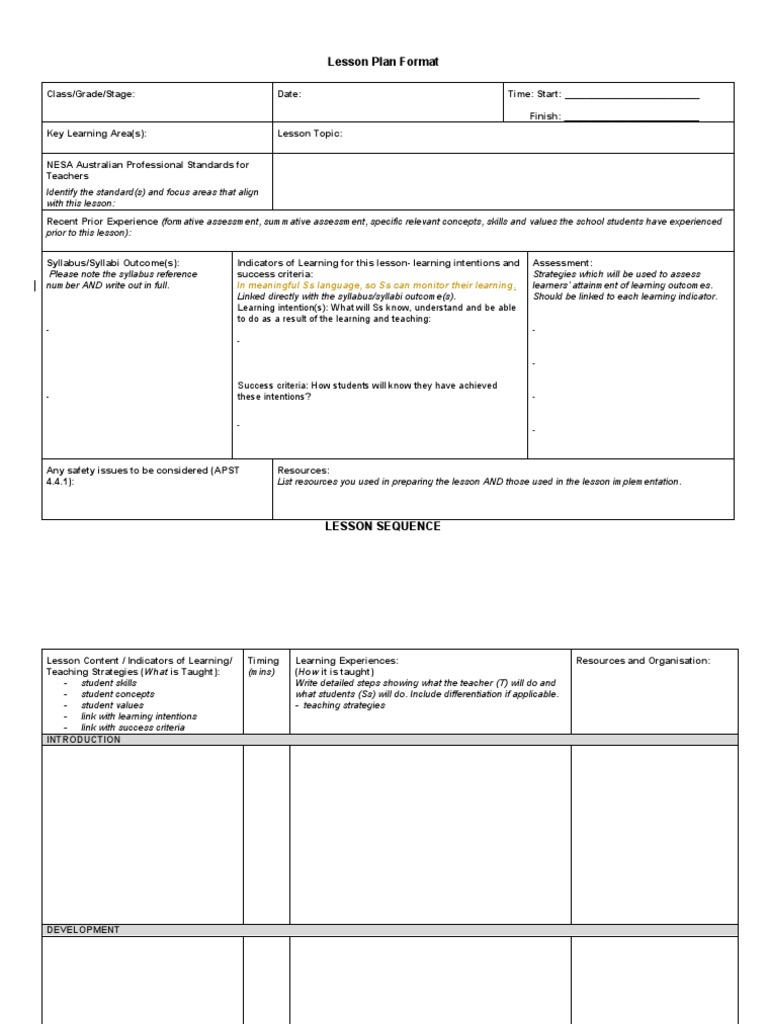 NSW Lesson Plan Template Guide | PDF | Educational Assessment | Teachers