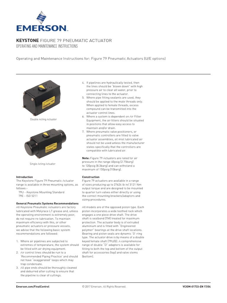 Operating and Maintenance Instructions: Keystone Figure 79 Pneumatic ...