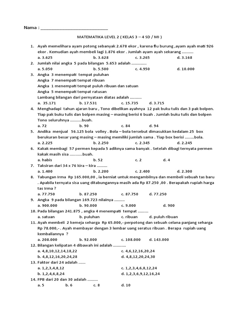 MATH Level 2 C | PDF