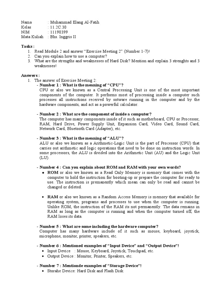 (11.2C.30 - Bahasa Inggris II) Tugas Pertemuan Ke-2 | PDF | Computer ...