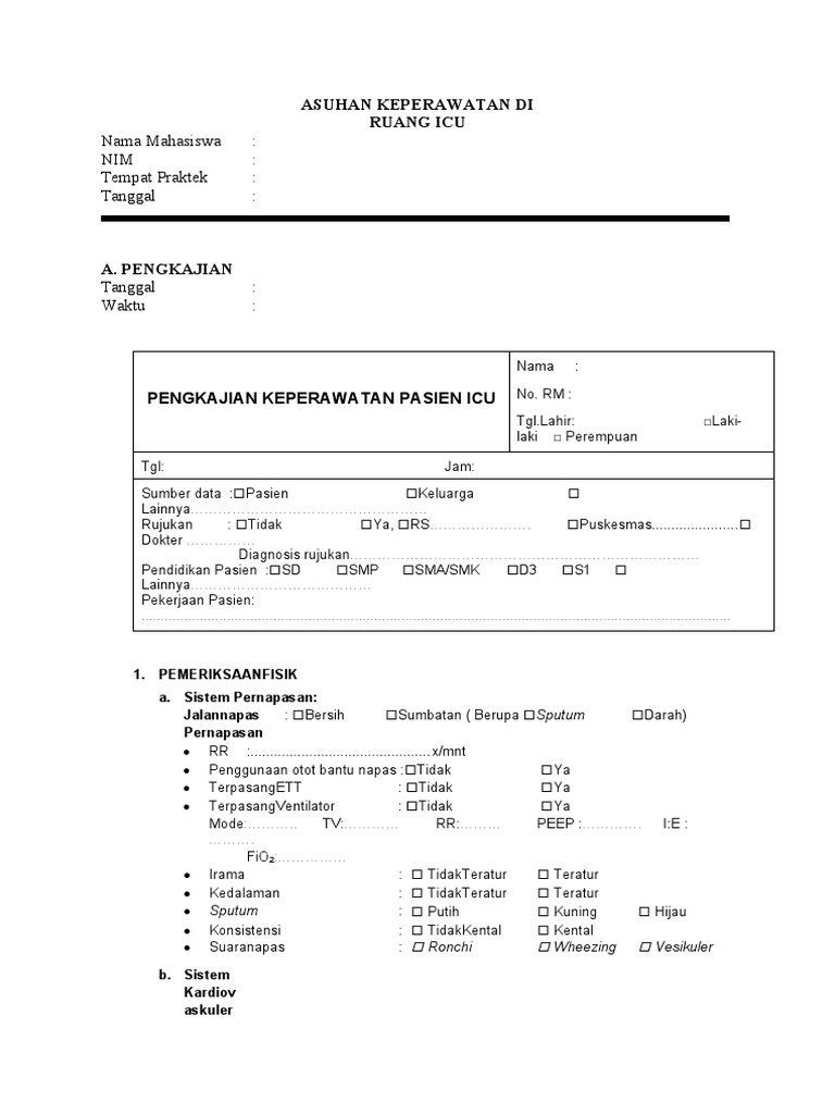 Format Askep ICU Ners Reguler | PDF