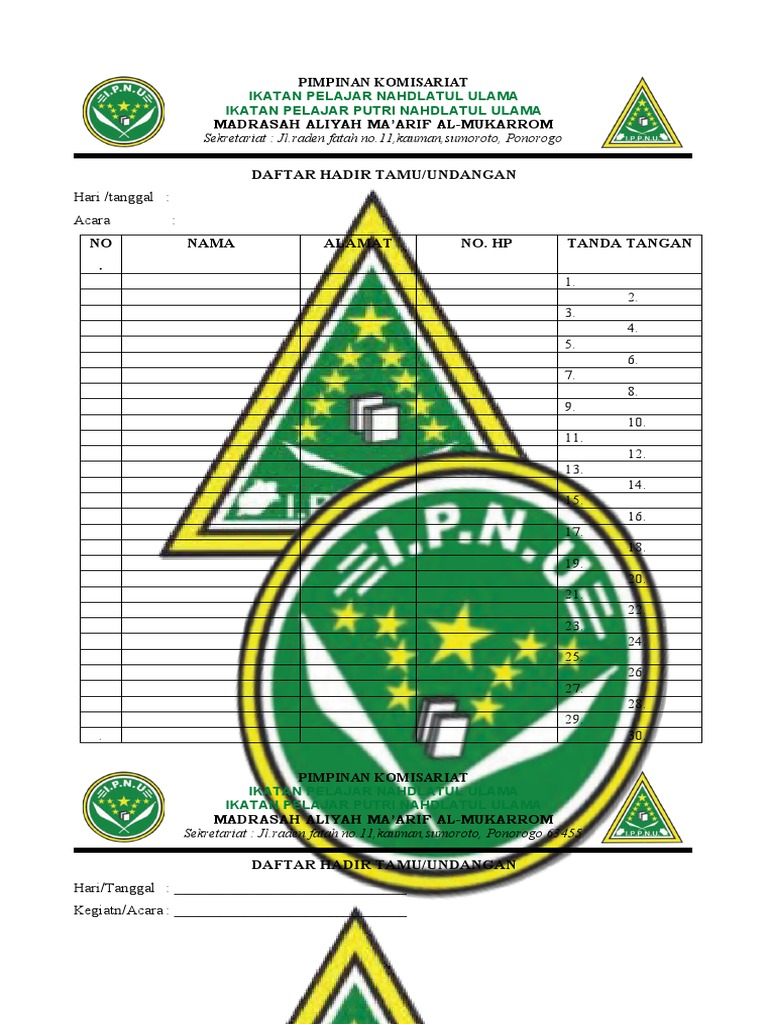Daftar Hadir Tamu | PDF