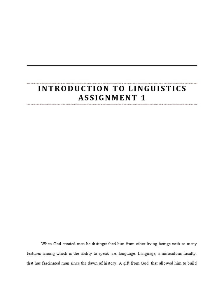 Introduction To Linguistics Assignment 1 | PDF | Lexicon | Phonology