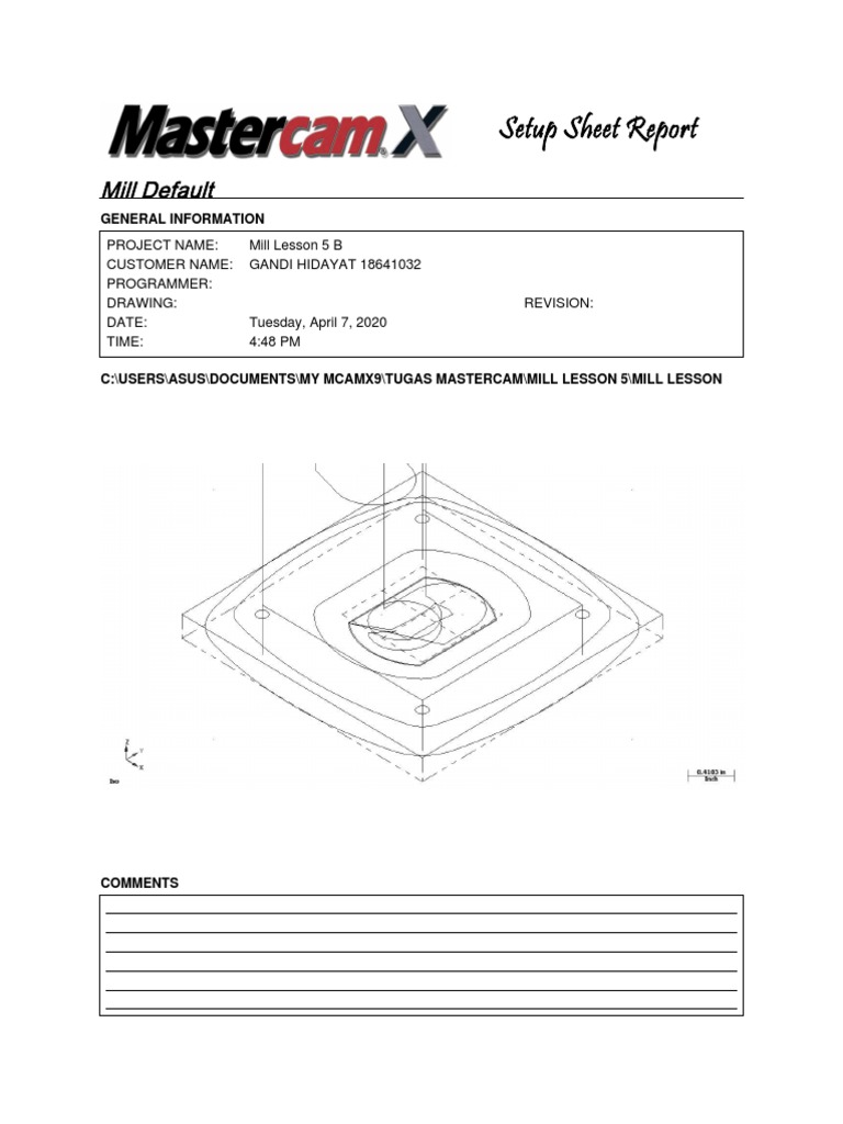 Setup Sheet Report: Mill Default | PDF | Metalworking | Woodworking