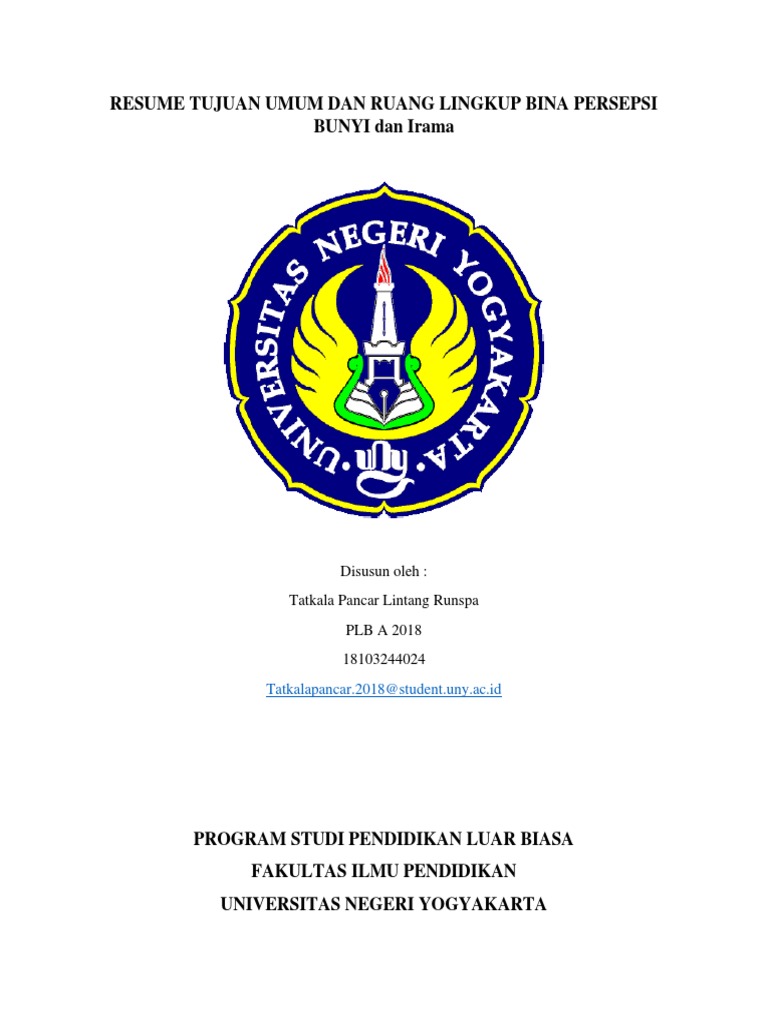 RESUME TUJUAN UMUM DAN RUANG LINGKUP BINA PERSEPSI BUNYI Dan Irama | PDF